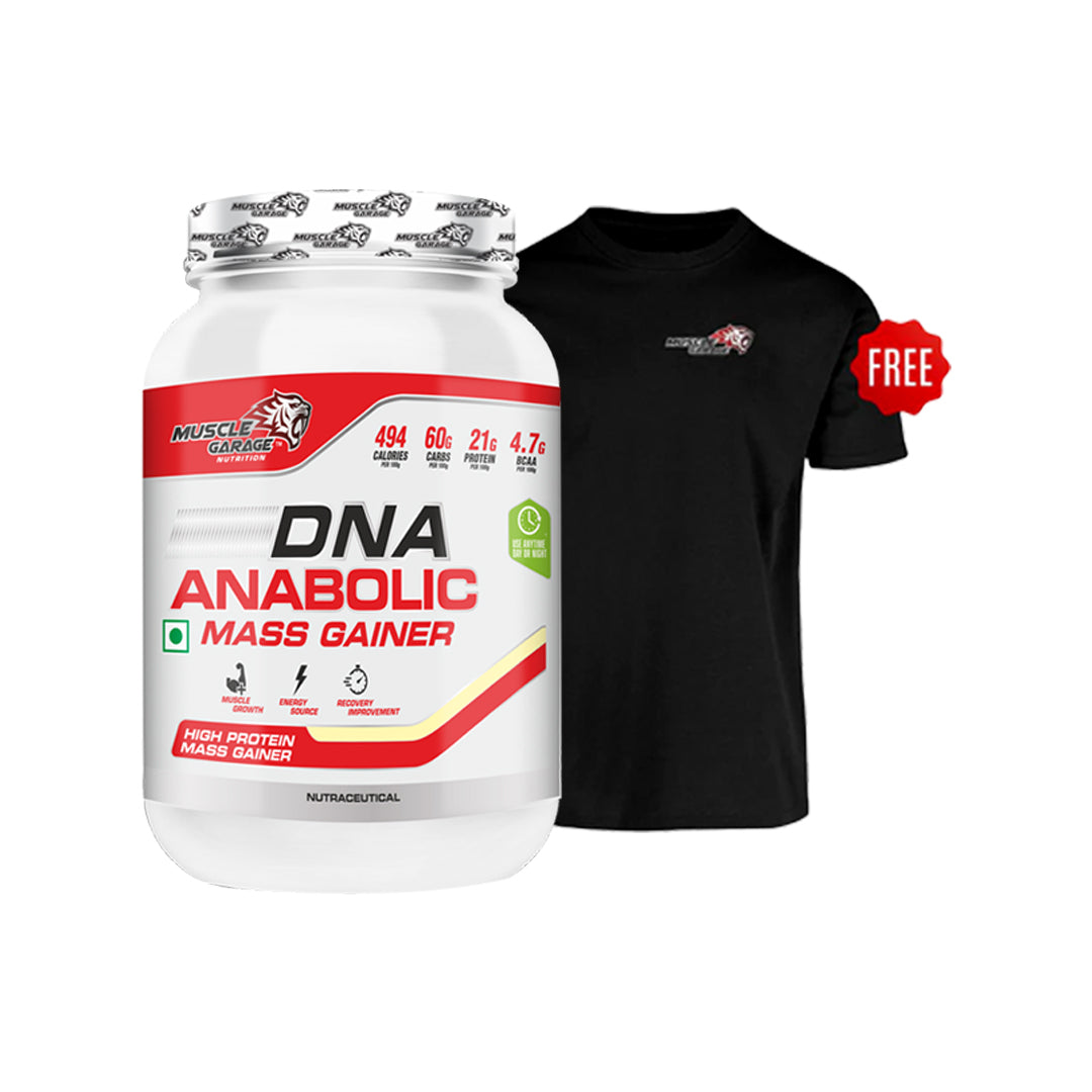 DNA ANABOLIC MASS GAINER- 900GM, FREE T-SHIRT